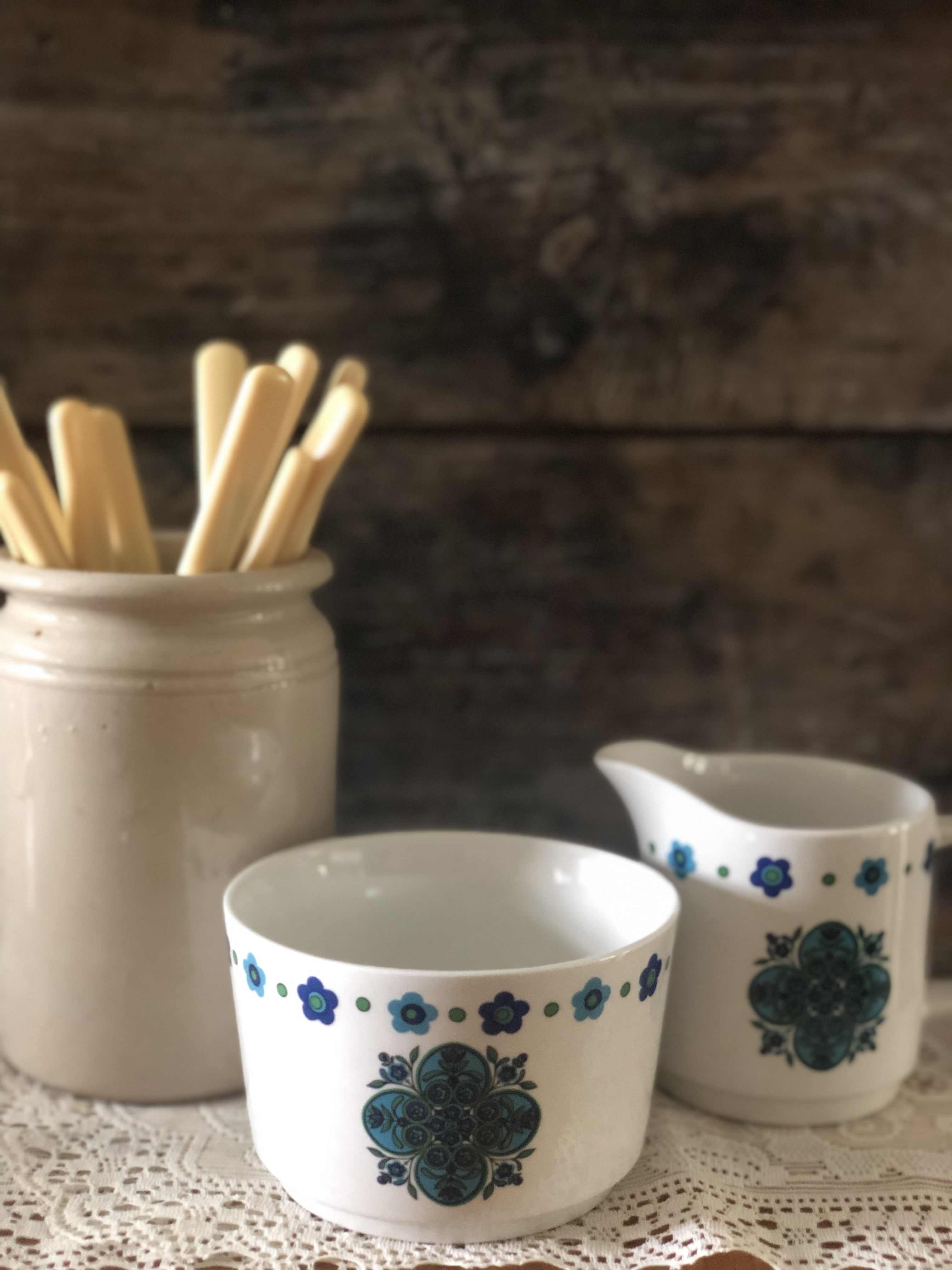 1970’s Retro Sugar Bowl &. Milk Jug - Grace Jenkins Home